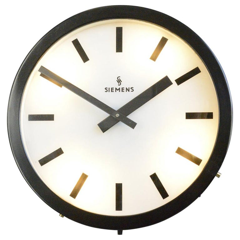 Large Light Up Factory Clock by Siemens, Circa 1960s at 1stDibs