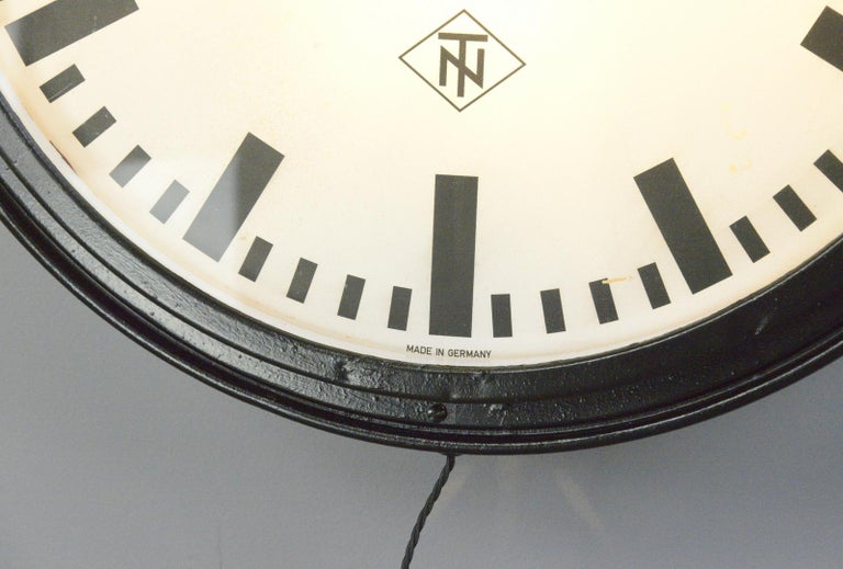 Large Light Up Factory Clock by TN, Circa 1950s For Sale at 1stDibs