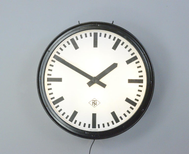 Large Light Up Factory Clock by TN, Circa 1950s For Sale at 1stDibs