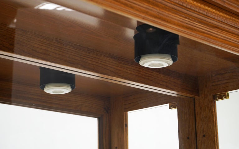 Large Lighted Walnut and Glass Display Cabinet with Glass Shelves and ...