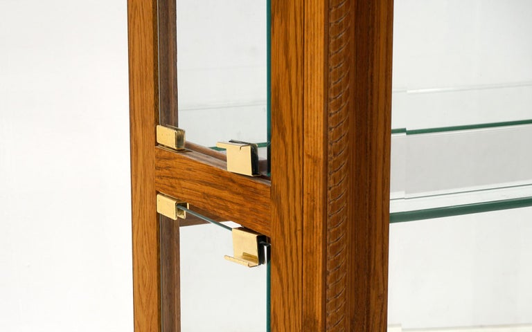 Large Lighted Walnut and Glass Display Cabinet with Glass Shelves and ...