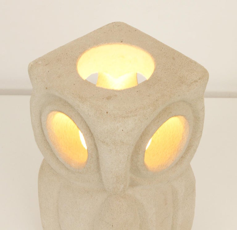 Large Limestone Owl Table Lamp by Albert Tormos, France, 1960's For ...