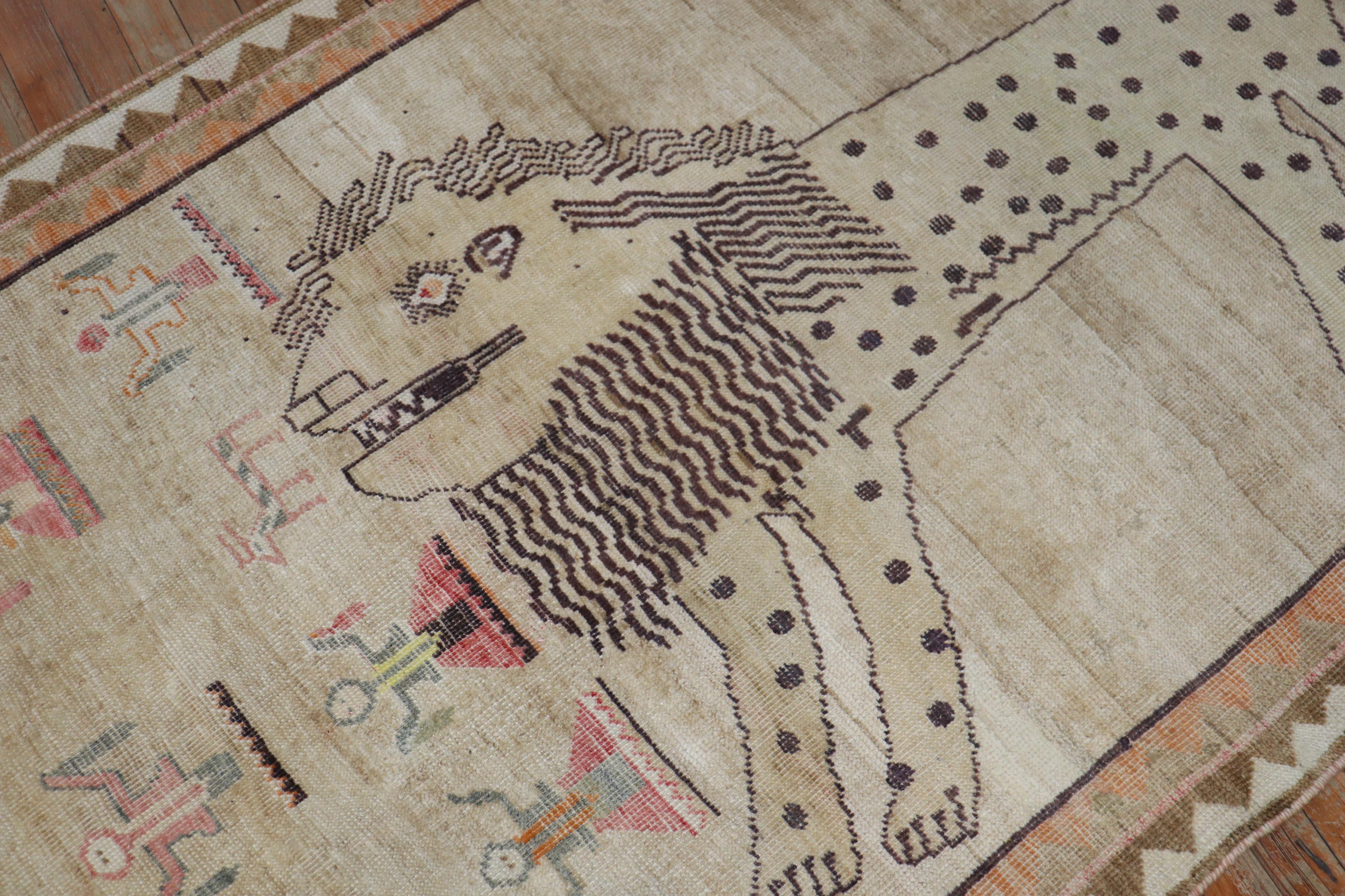 Large Lion Figural Persian Gabbeh Rug at 1stDibs