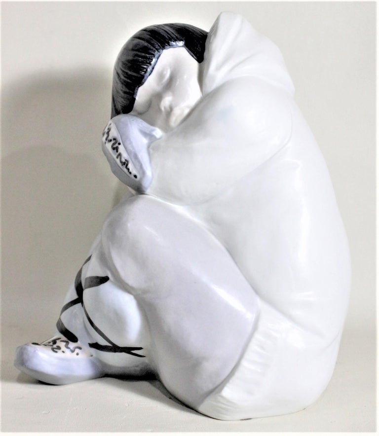 Large Lladro Yupik or Inuit Boy Crouched and Resting Figurine or ...