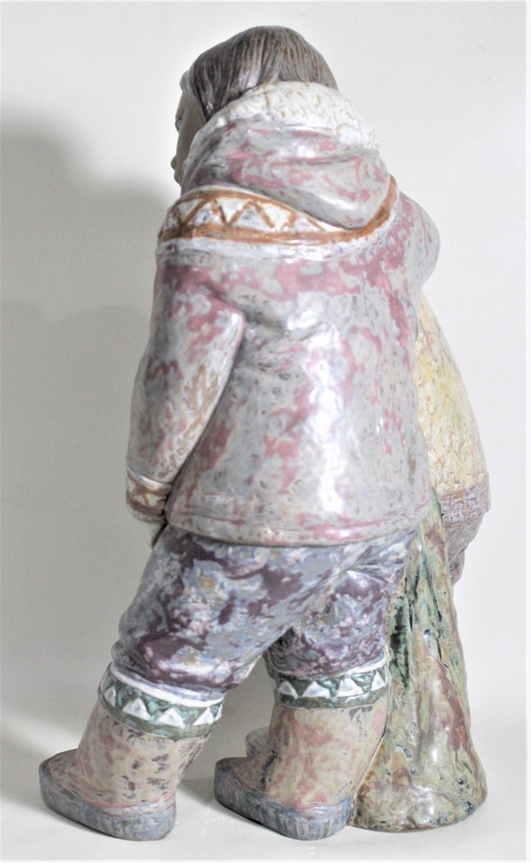 Large Lladro Yupik or Inuit Boy and Girl Affectionately Embracing ...