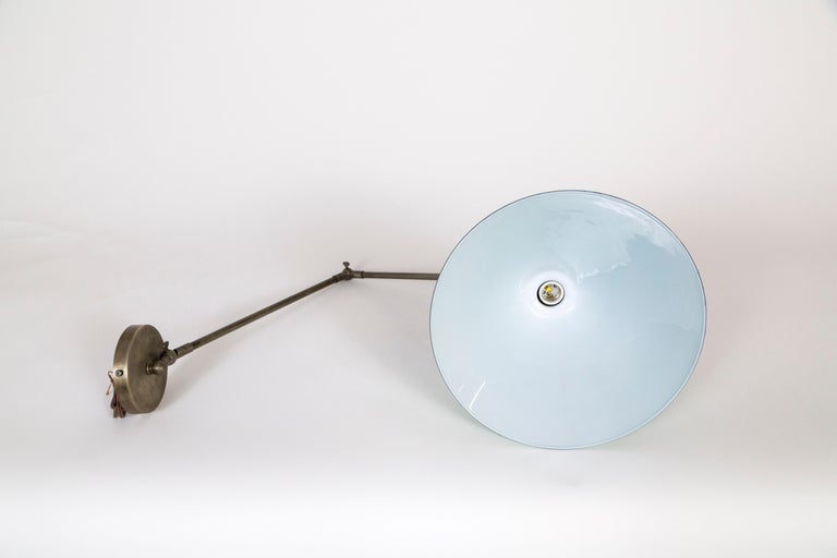 Large Long Armed Armed Sconce w/ Green Shade '2 Available' at 1stDibs