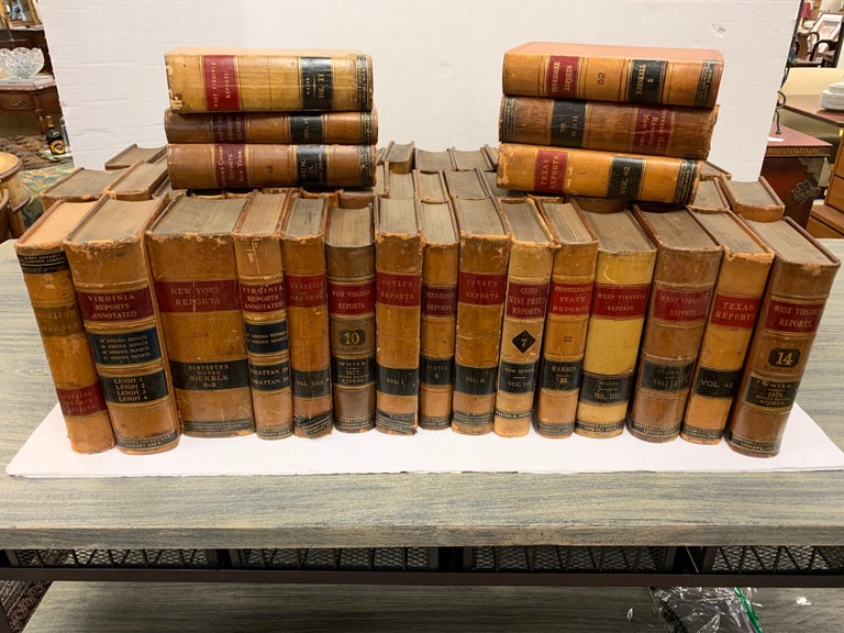 Large Lot of 19th Century Antique Leather Bound Law Library 54 Legal ...