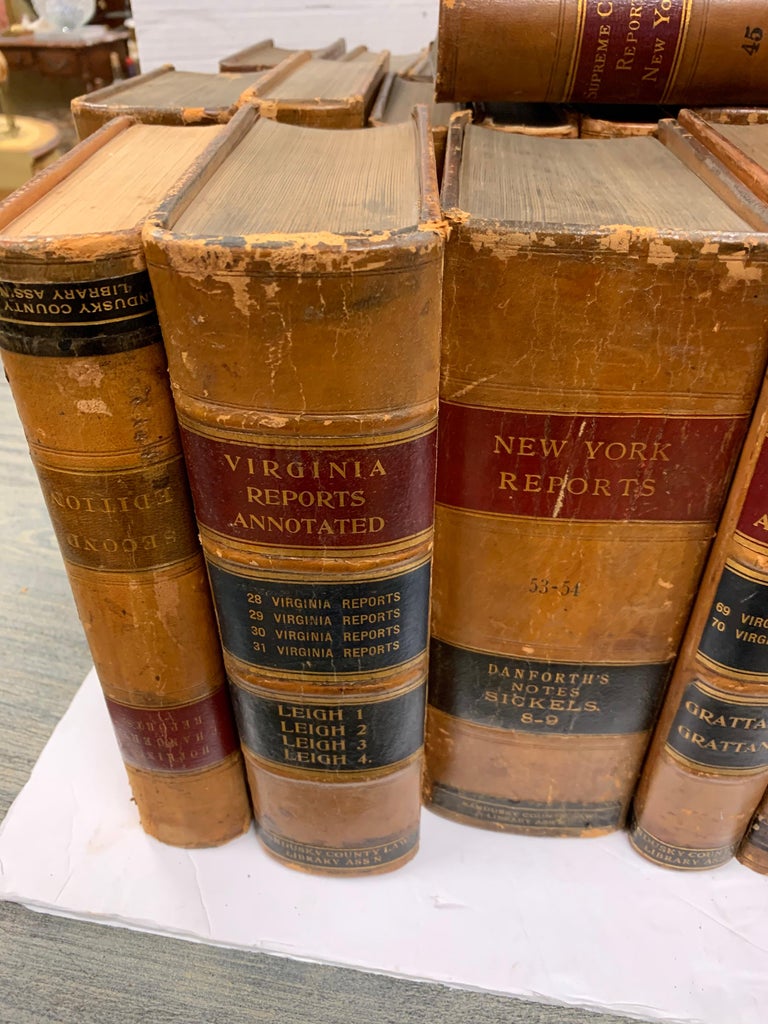 Large Lot of 19th Century Antique Leather Bound Law Library 54 Legal ...