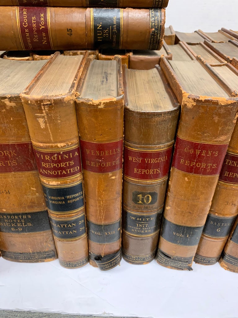 Large Lot of 19th Century Antique Leather Bound Law Library 54 Legal ...