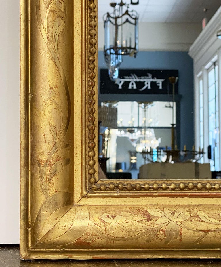 Large Louis Philippe Arch Top Gilt Mirror from France (H 38 1/2 x W 25 ...