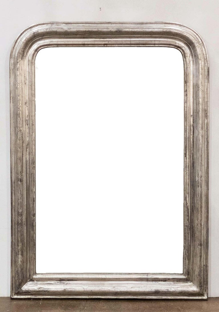 Large Louis Philippe Silver Gilt Mirror (H 42 3/4 x W 30 1/2) at 1stDibs