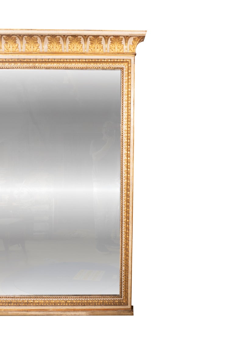 Large Louis XVI Creme Painted And Giltwood Mirror For Sale at 1stDibs