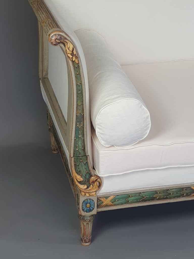 Large Louis XVI Sofa / Daybed in Rechampi and Gilded Lacquered Wood For ...