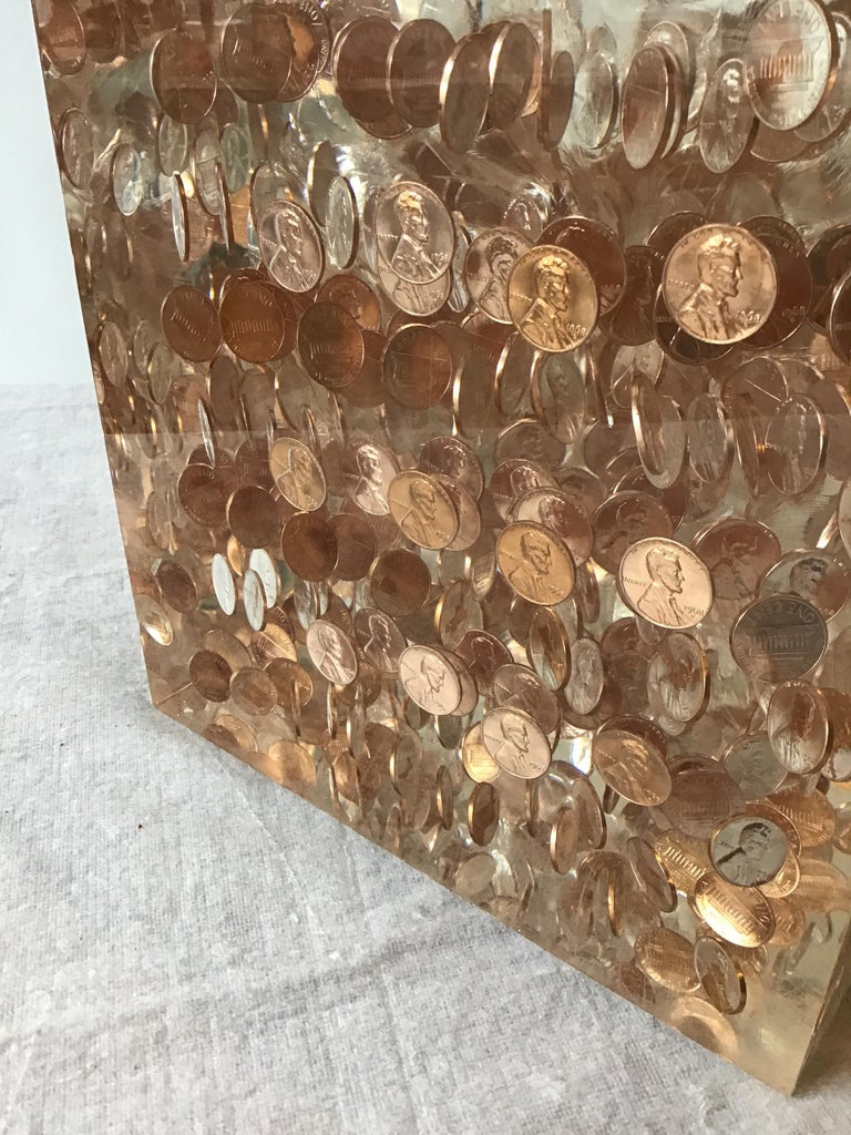 Large Lucite Cube of 1968 Pennies at 1stDibs