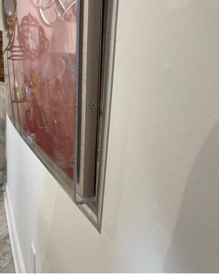 Large Lucite Shadow Box with Print Featuring Birds, Butterflies and ...