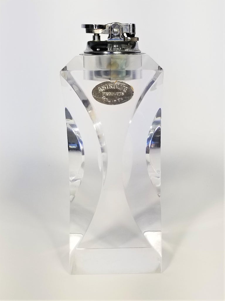 Large Lucite Table Lighter by Ritts Co. LA and Astrolite Products at ...