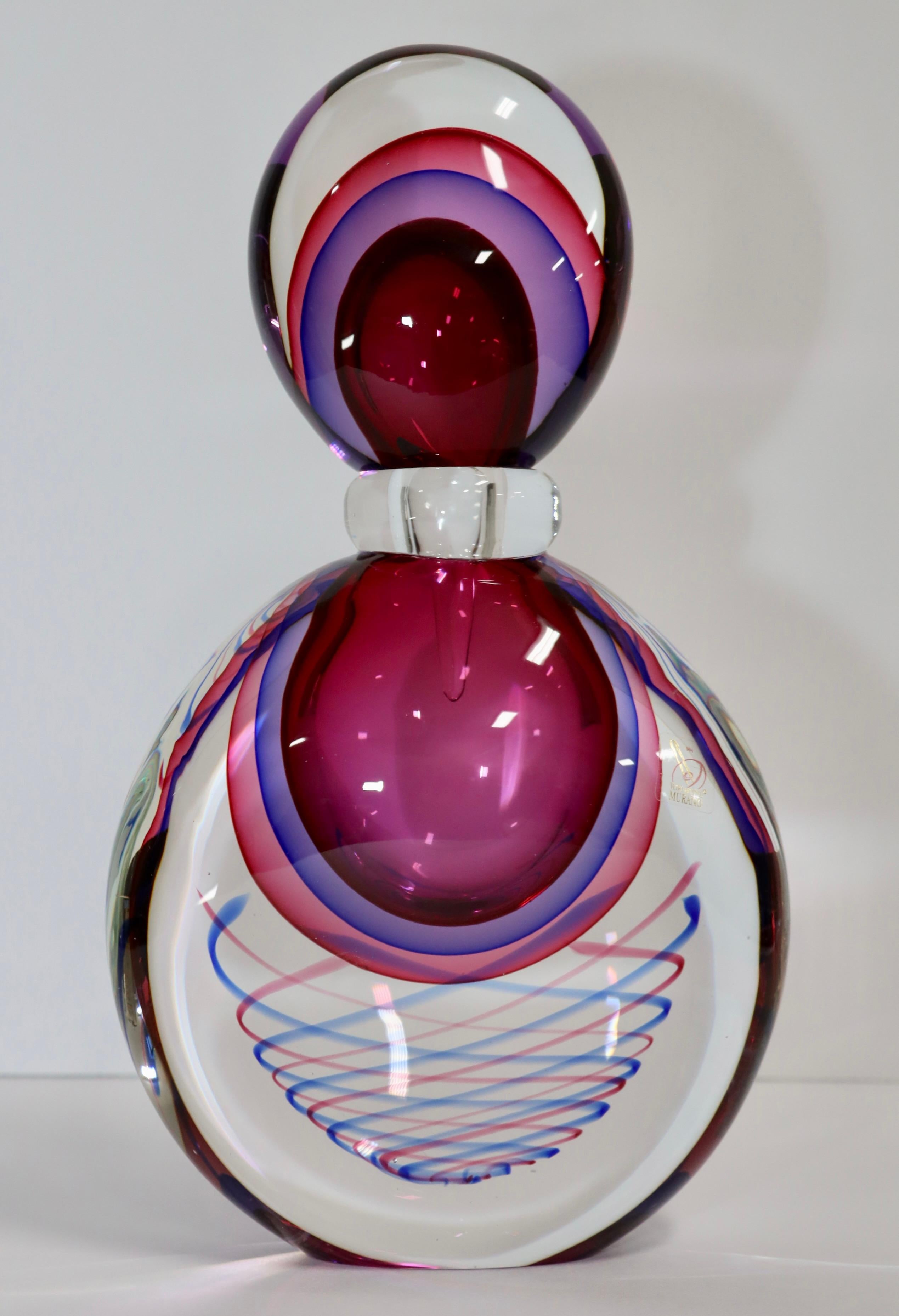 Large Luigi Onesto Murano Glass Bottle For Sale at 1stDibs