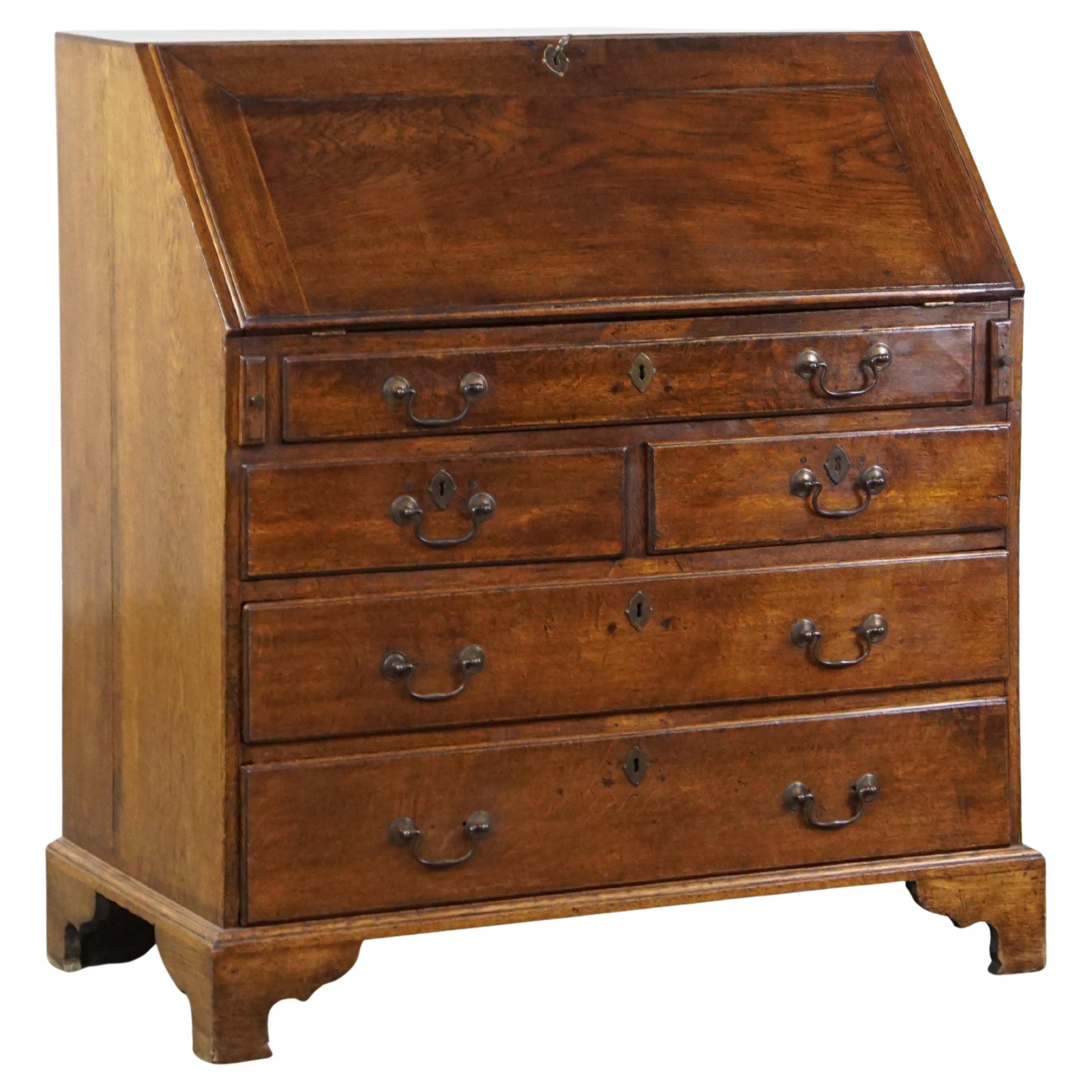 Large luxury antique English oak secretary from the 18th century For ...