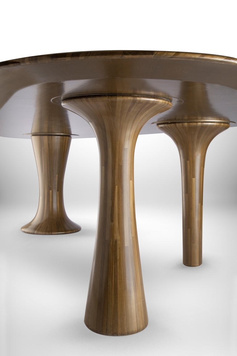 Large Luxury Organic-Shaped Dining Table with Hand-Laid Bronze Straw ...