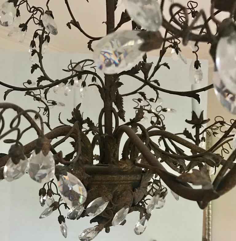 Large Made in Italy Crystal and Metal Tole Six-Light Vine Chandelier at ...