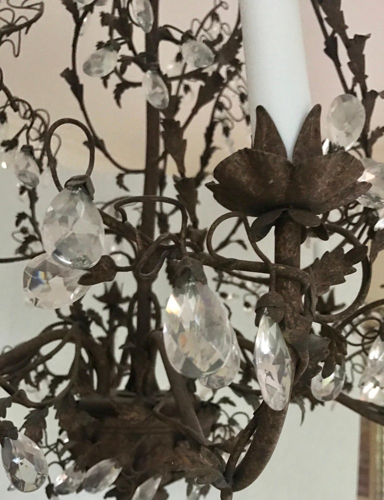 Large Made in Italy Crystal and Metal Tole Six-Light Vine Chandelier at ...