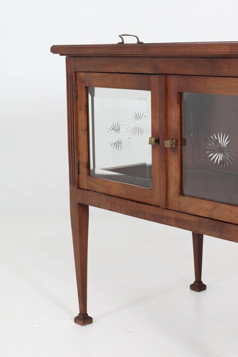 Large Mahogany Dutch Art Nouveau Tea Cabinet with Tray, 1900s at 1stDibs