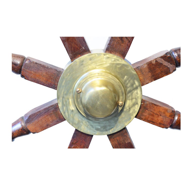 End 19th century Large Nautical Mahogany Rudder with Eight Spokes ...