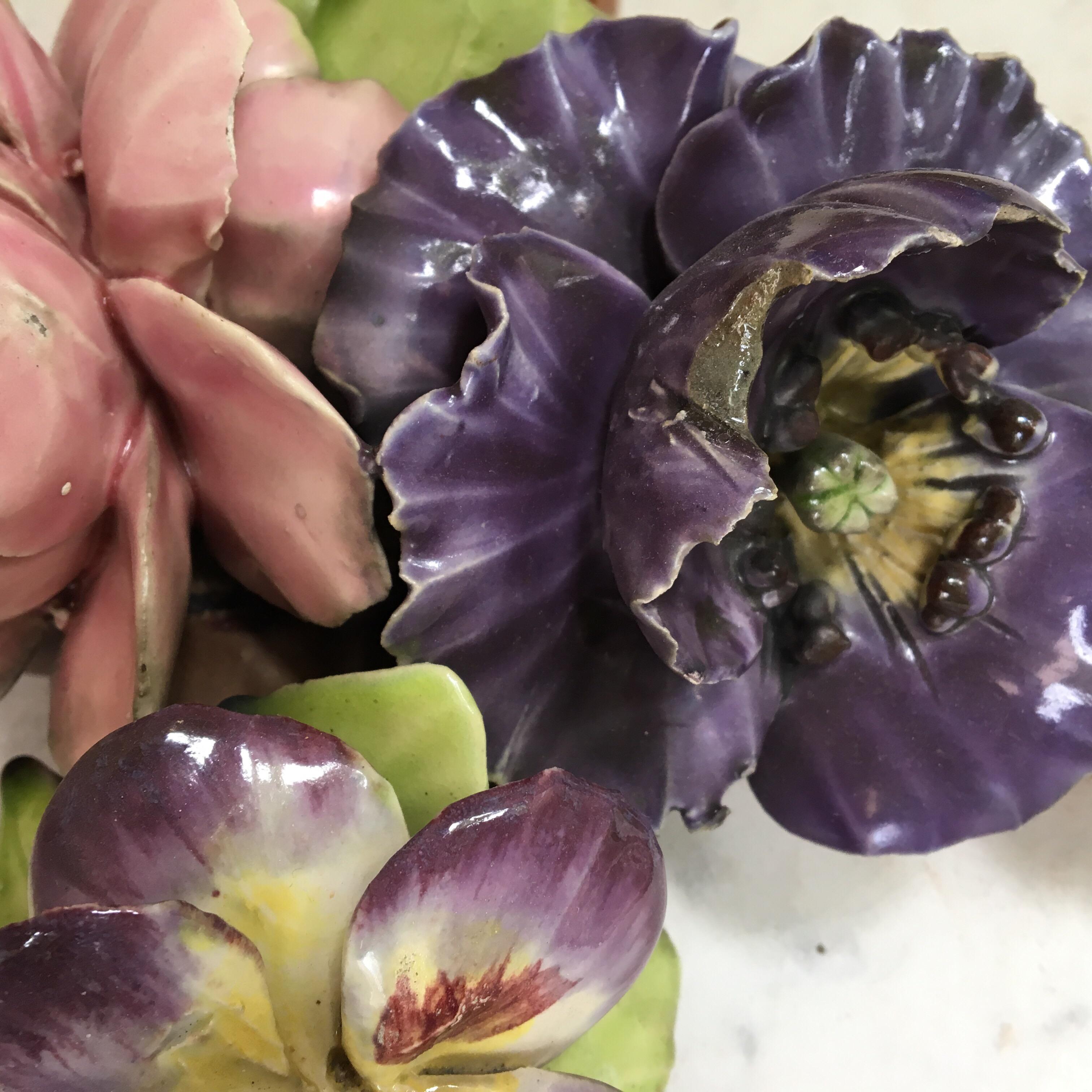 Large Majolica Croce with Flowers Choisy Le Roi, circa 1880 at 1stDibs