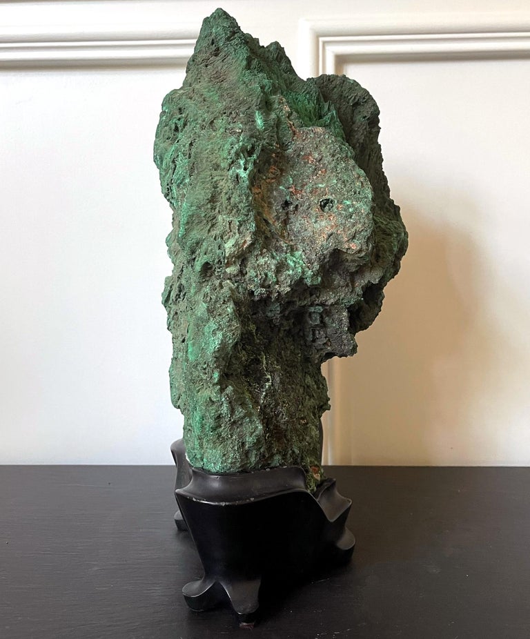 Large Malachite Scholar Stone on Display Stand at 1stDibs