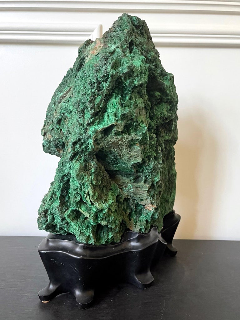 Large Malachite Scholar Stone on Display Stand at 1stDibs