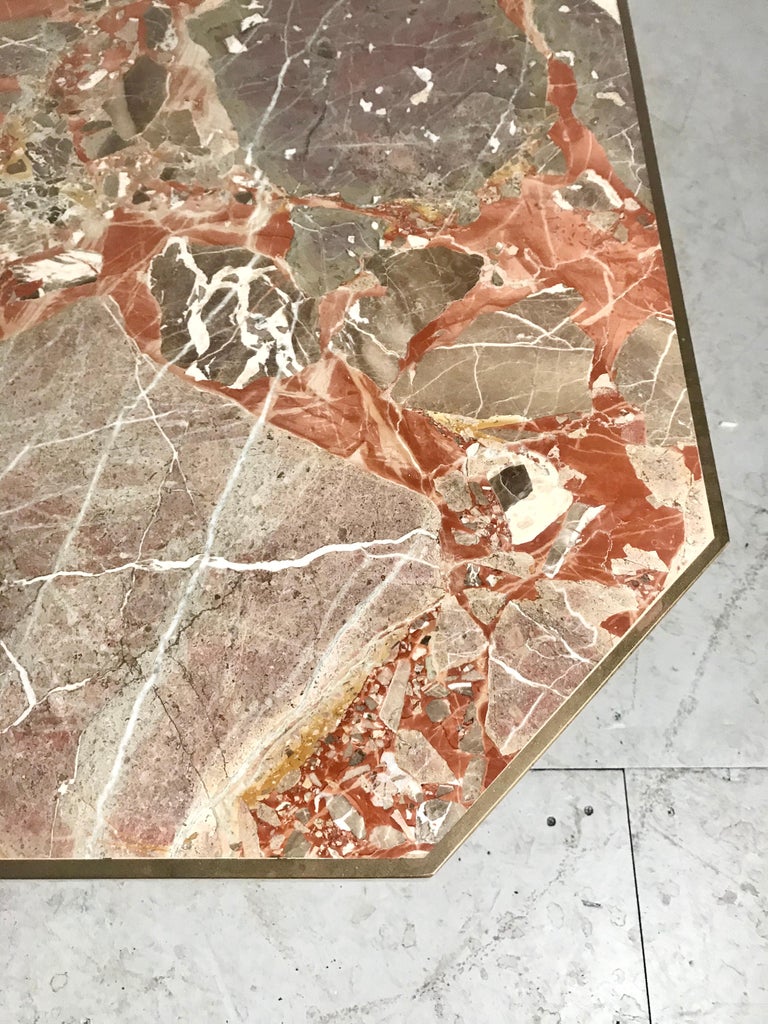 Large Marble and Brass Trimmed Coffee/Cocktail Table by Willy Rizzo ...