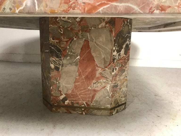 Large Marble and Brass Trimmed Coffee/Cocktail Table by Willy Rizzo ...