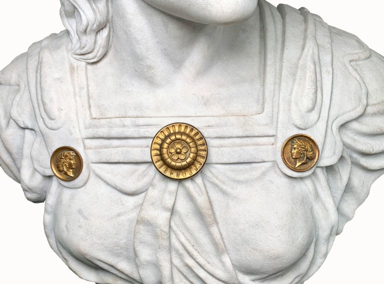 Large Marble and Bronze Bust of Minerva Goddess of Wisdom For Sale at ...