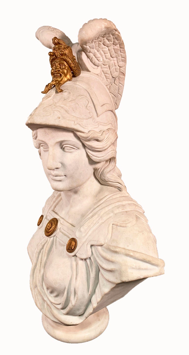 Large Marble and Bronze Bust of Minerva Goddess of Wisdom For Sale at ...