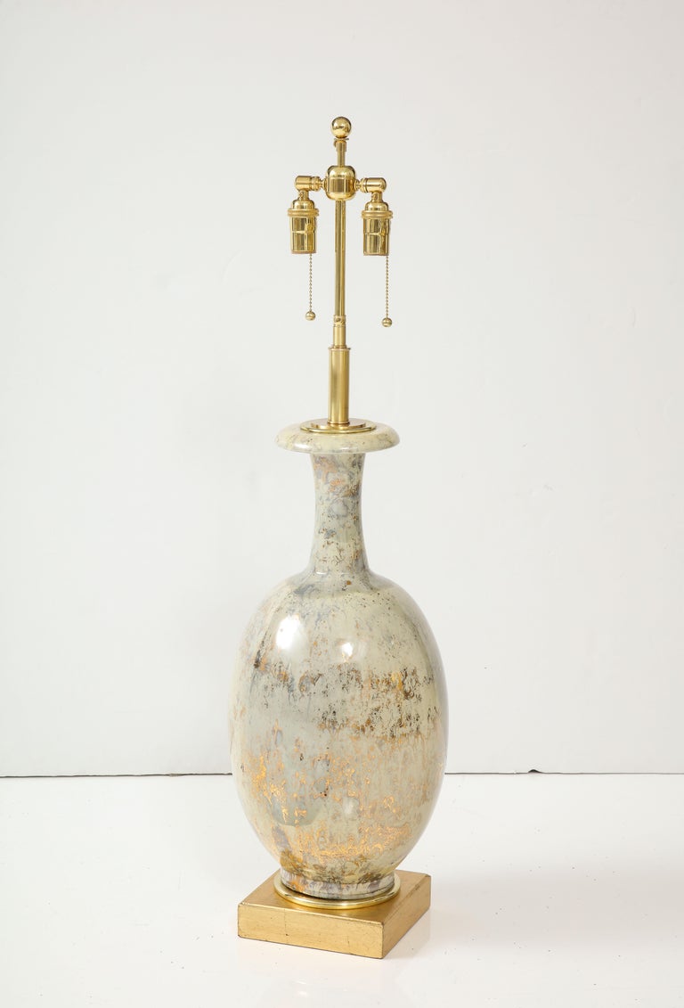Large Marble Glazed Ceramic Lamp by Marbro Lamp Company For Sale at 1stDibs