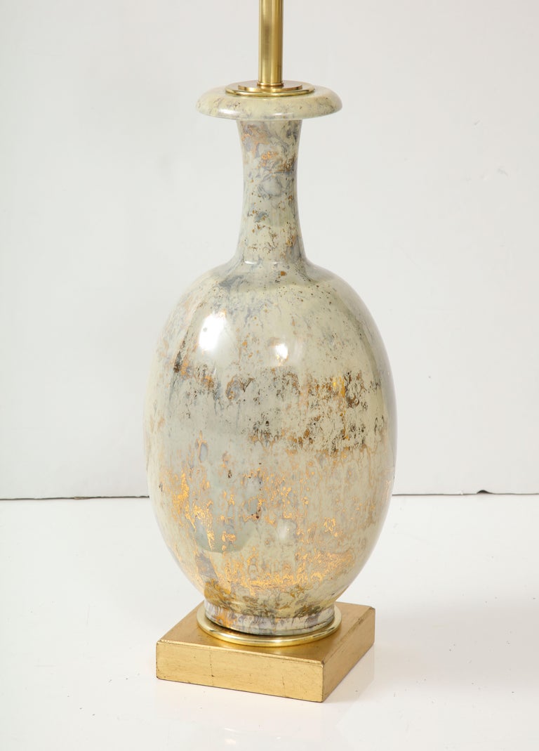 Large Marble Glazed Ceramic Lamp by Marbro Lamp Company For Sale at 1stDibs