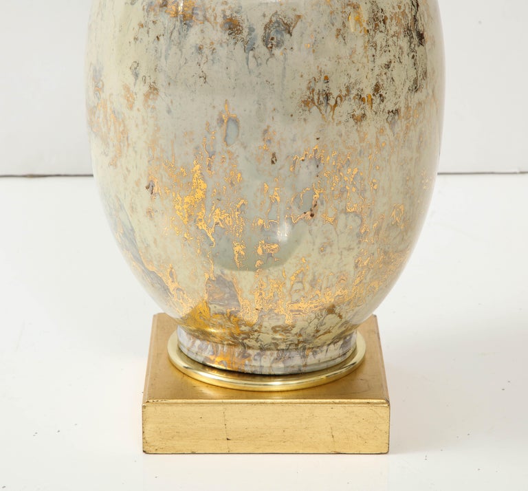 Large Marble Glazed Ceramic Lamp by Marbro Lamp Company For Sale at 1stDibs