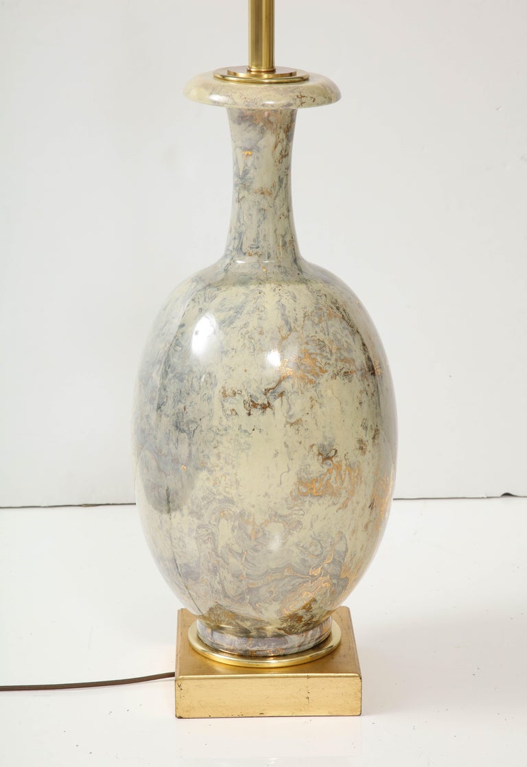 Large Marble Glazed Ceramic Lamp by Marbro Lamp Company For Sale at 1stDibs