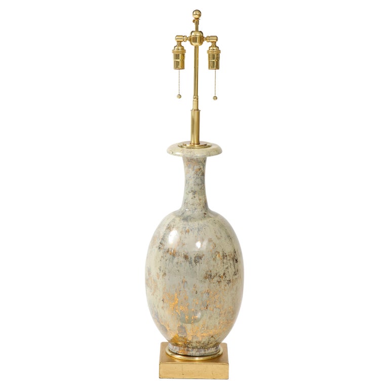 Large Marble Glazed Ceramic Lamp by Marbro Lamp Company For Sale at 1stDibs