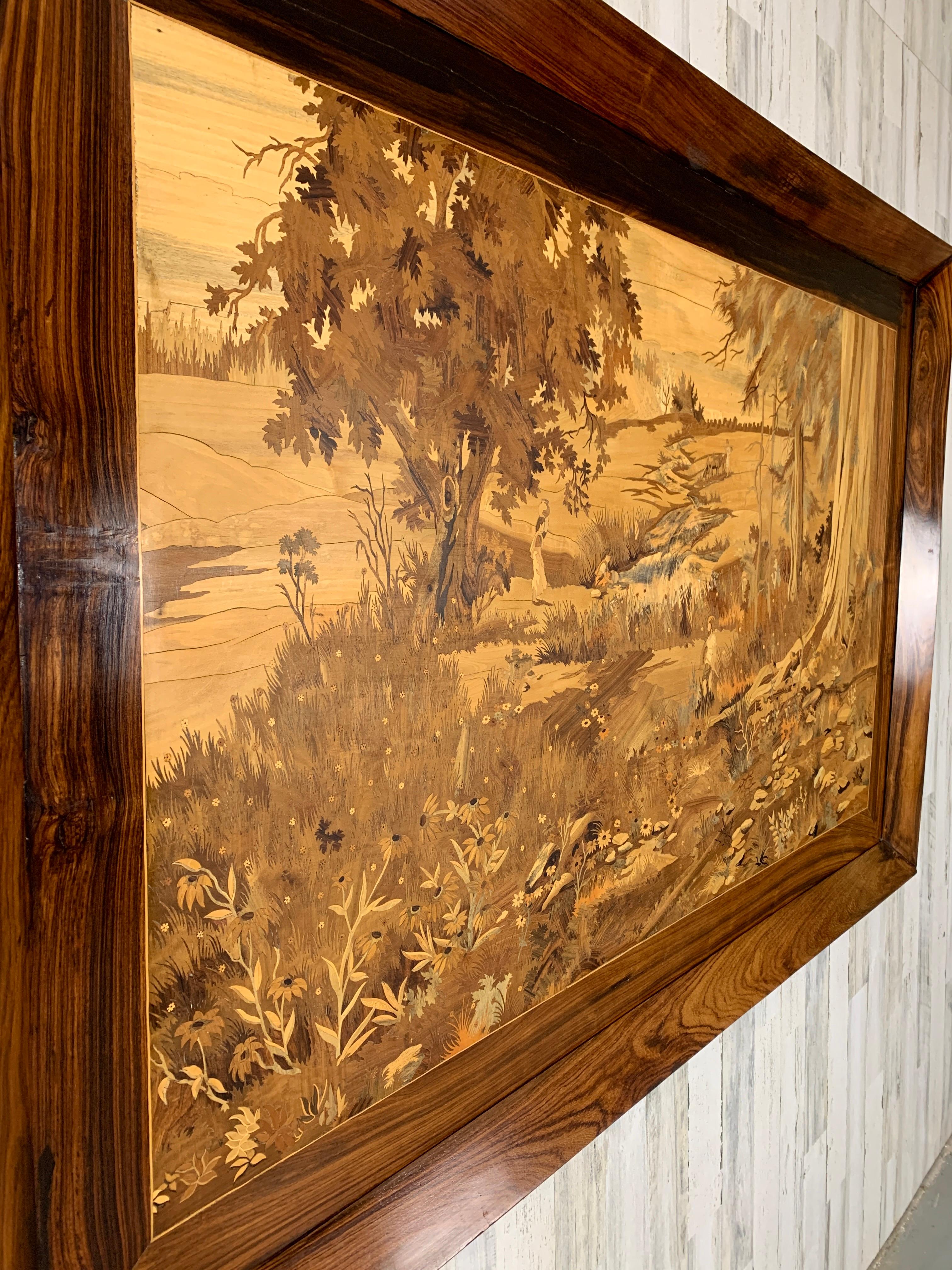 Large Marquetry Scenic Forest Wall Panel at 1stDibs | marquetry landscape