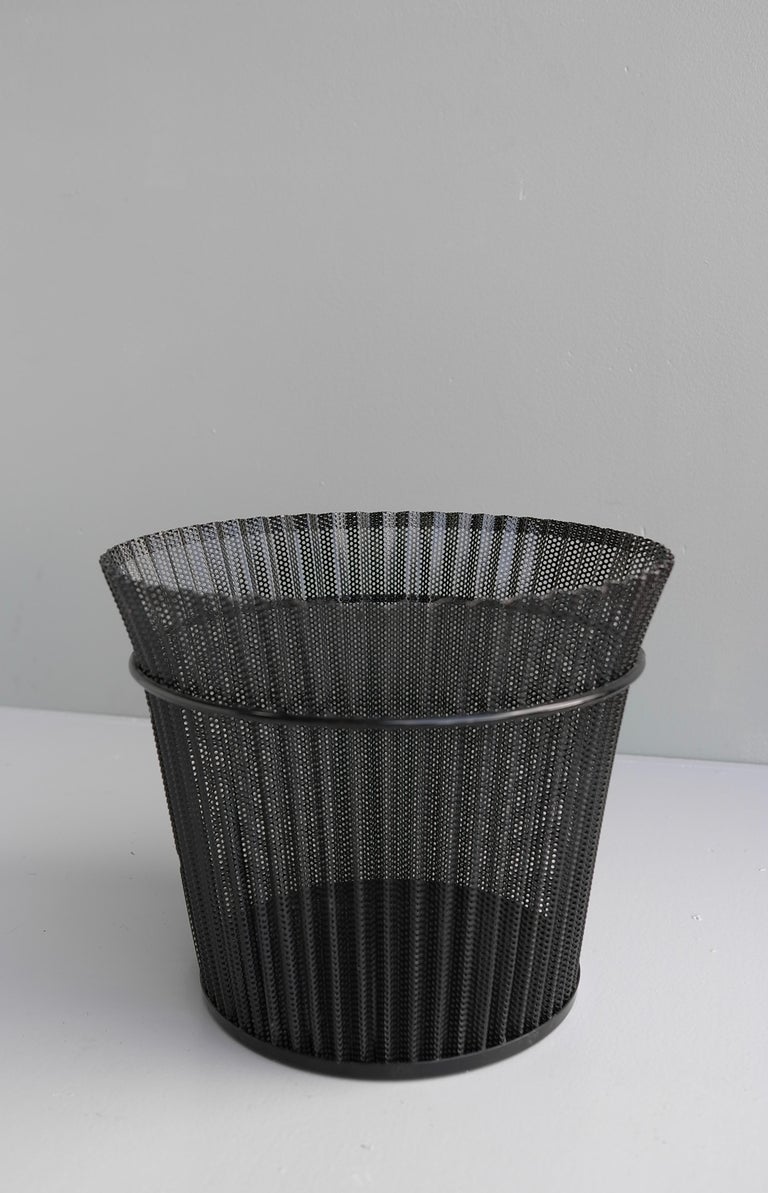 Large Mathieu Matégot Black Metal Wastepaper Basket, First Edition ...