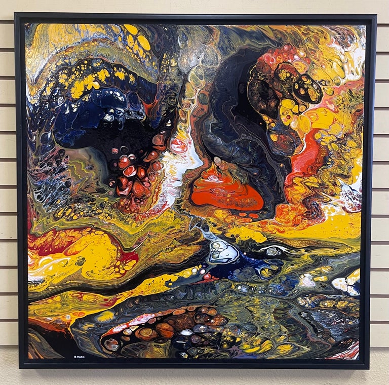 Large MCM Abstract Acrylic Painting by Richard Mann For Sale at 1stDibs