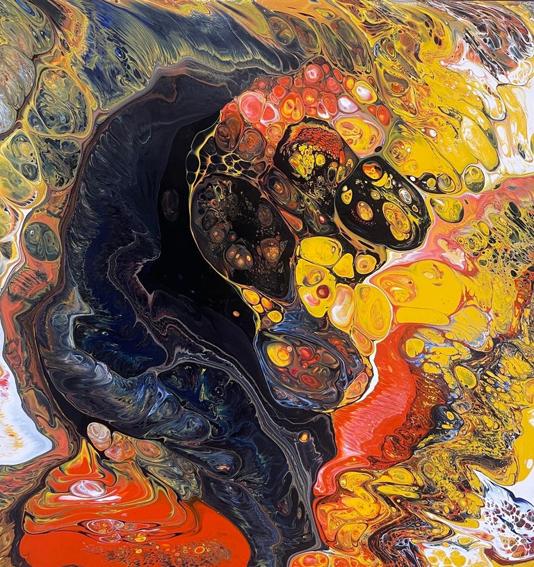 Large MCM Abstract Acrylic Painting by Richard Mann For Sale at 1stDibs