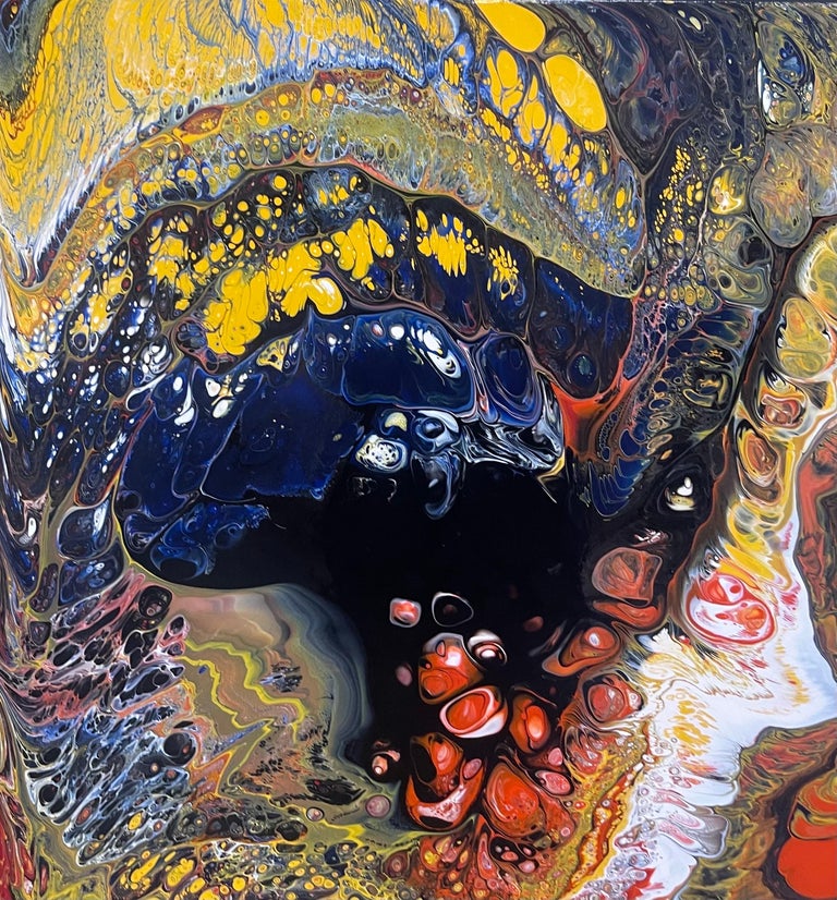 Large MCM Abstract Acrylic Painting by Richard Mann For Sale at 1stDibs
