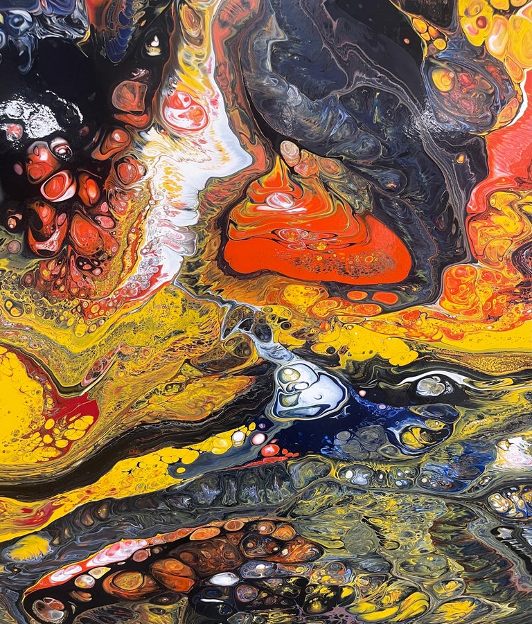 Large MCM Abstract Acrylic Painting by Richard Mann For Sale at 1stDibs