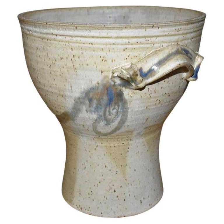 Large MCM Blue and Cream Ceramic Studio Pottery French Jardiniere ...