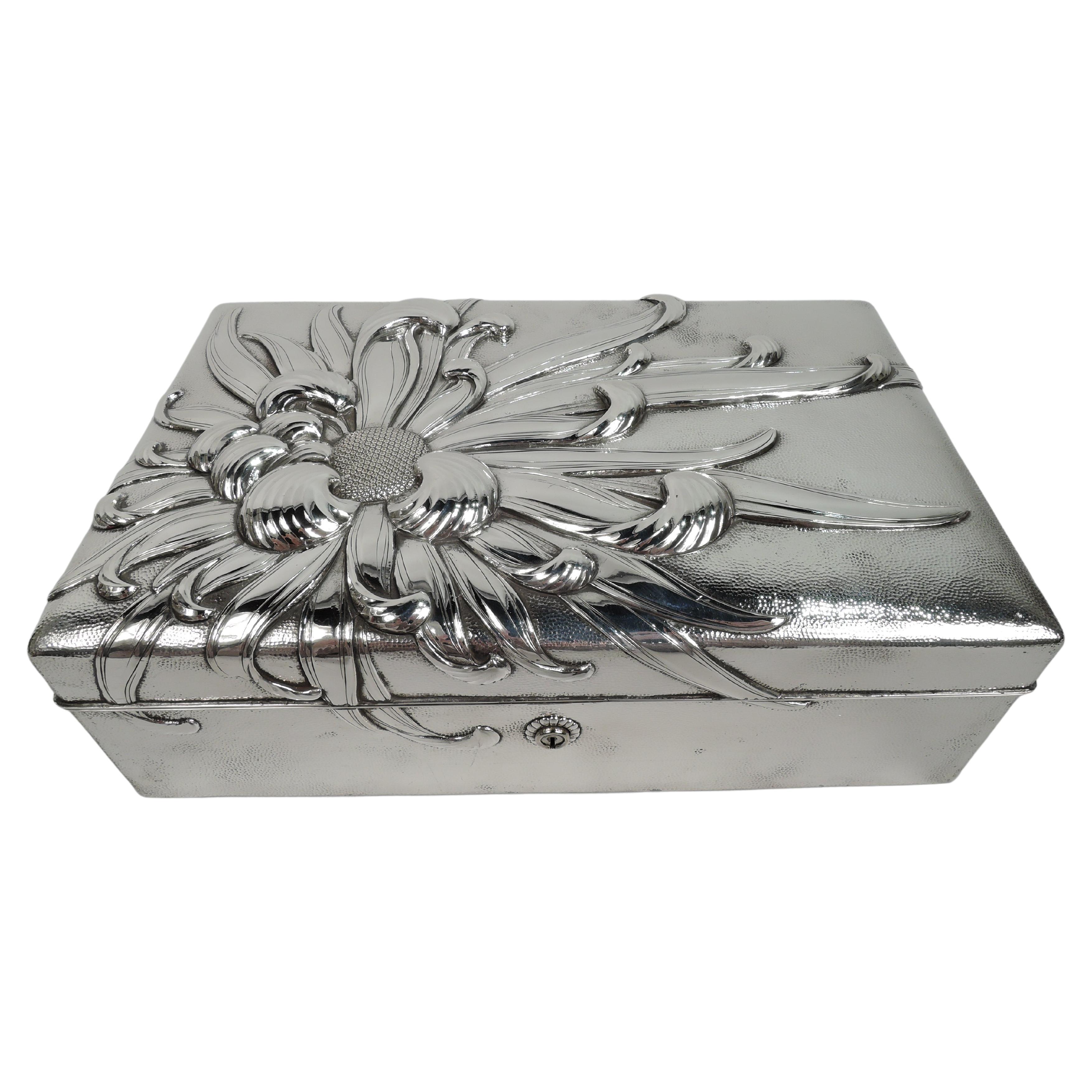 Massive Antique Japanese Silver Jewel Casket with Guardian Dragons For ...