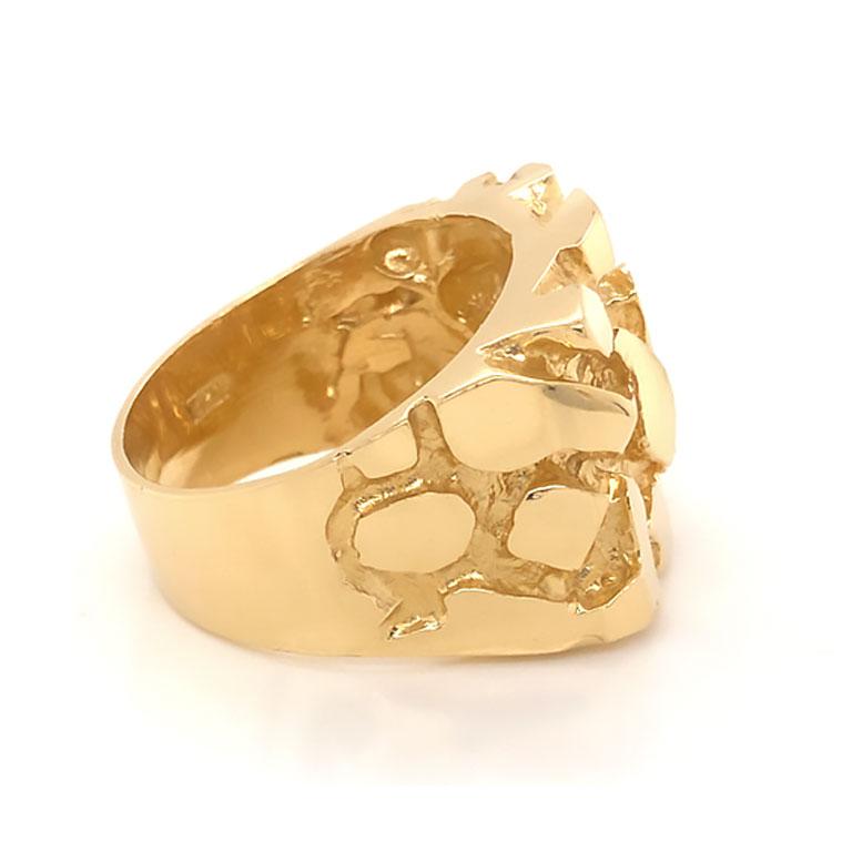 Large Men's 14K Yellow Gold Nugget Ring at 1stDibs | big gold nugget ...