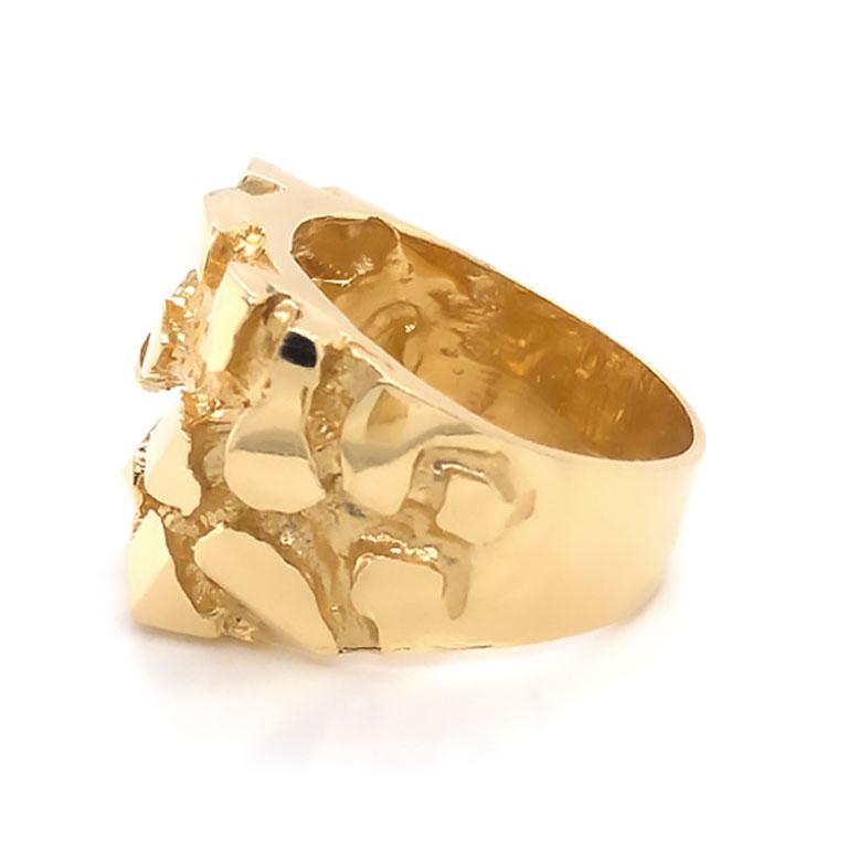 Large Men's 14K Yellow Gold Nugget Ring at 1stDibs | big gold nugget ...