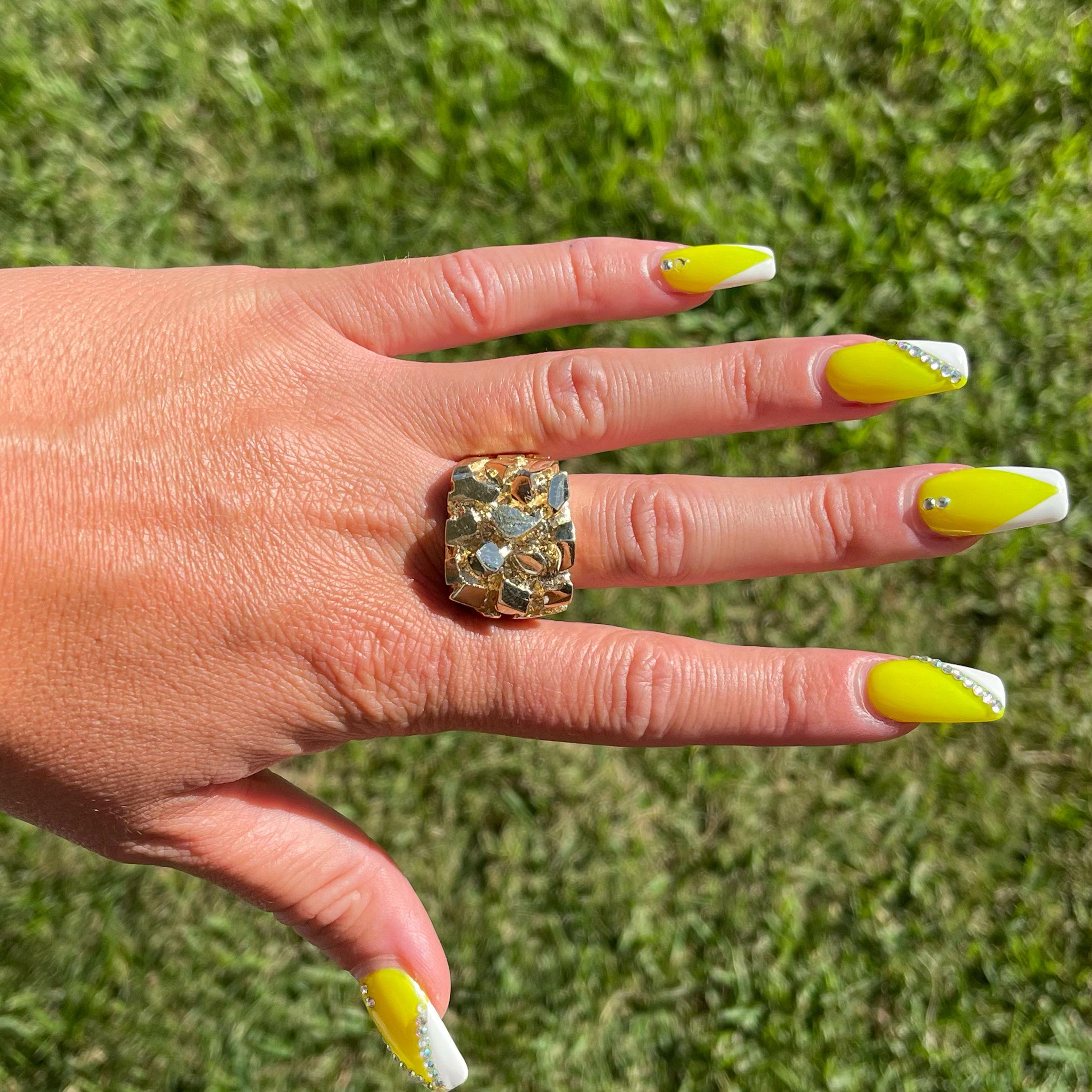 Large Men's 14K Yellow Gold Nugget Ring at 1stDibs | big gold nugget ...